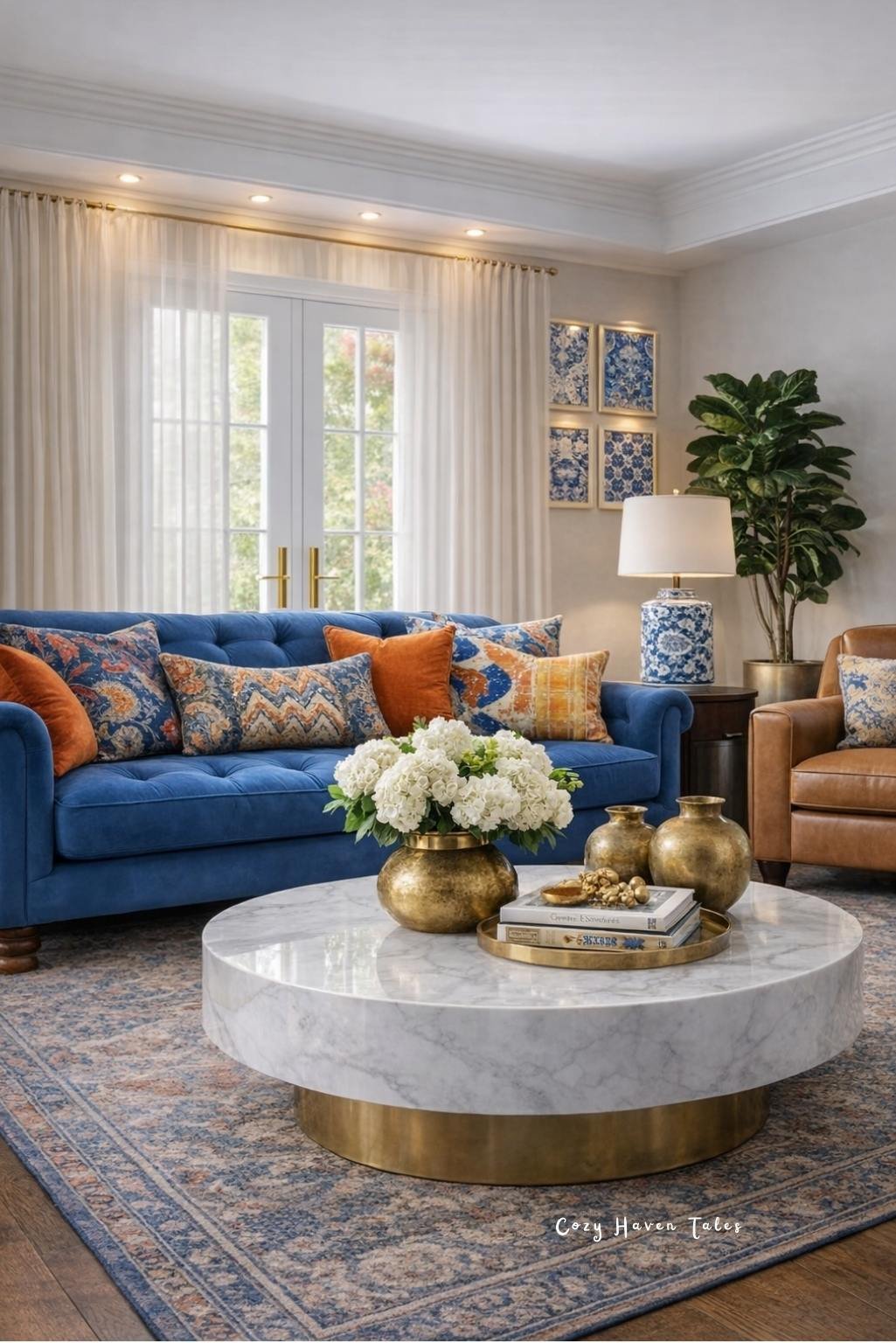 Designers Share 9 Smart Tips for Styling a Blue Couch | Cozy Haven Tales